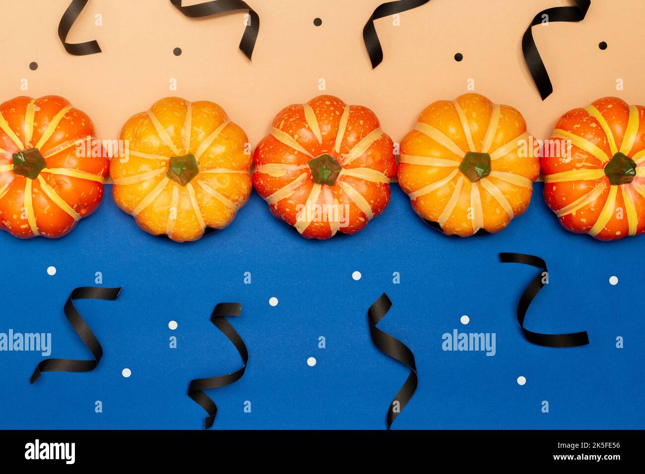 Halloween symbol concept, Scary smile pumpkins with dot are arranged on ...