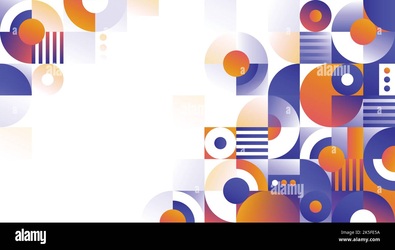 Modern design horizontal poster with bright colorful abstract geometric ...