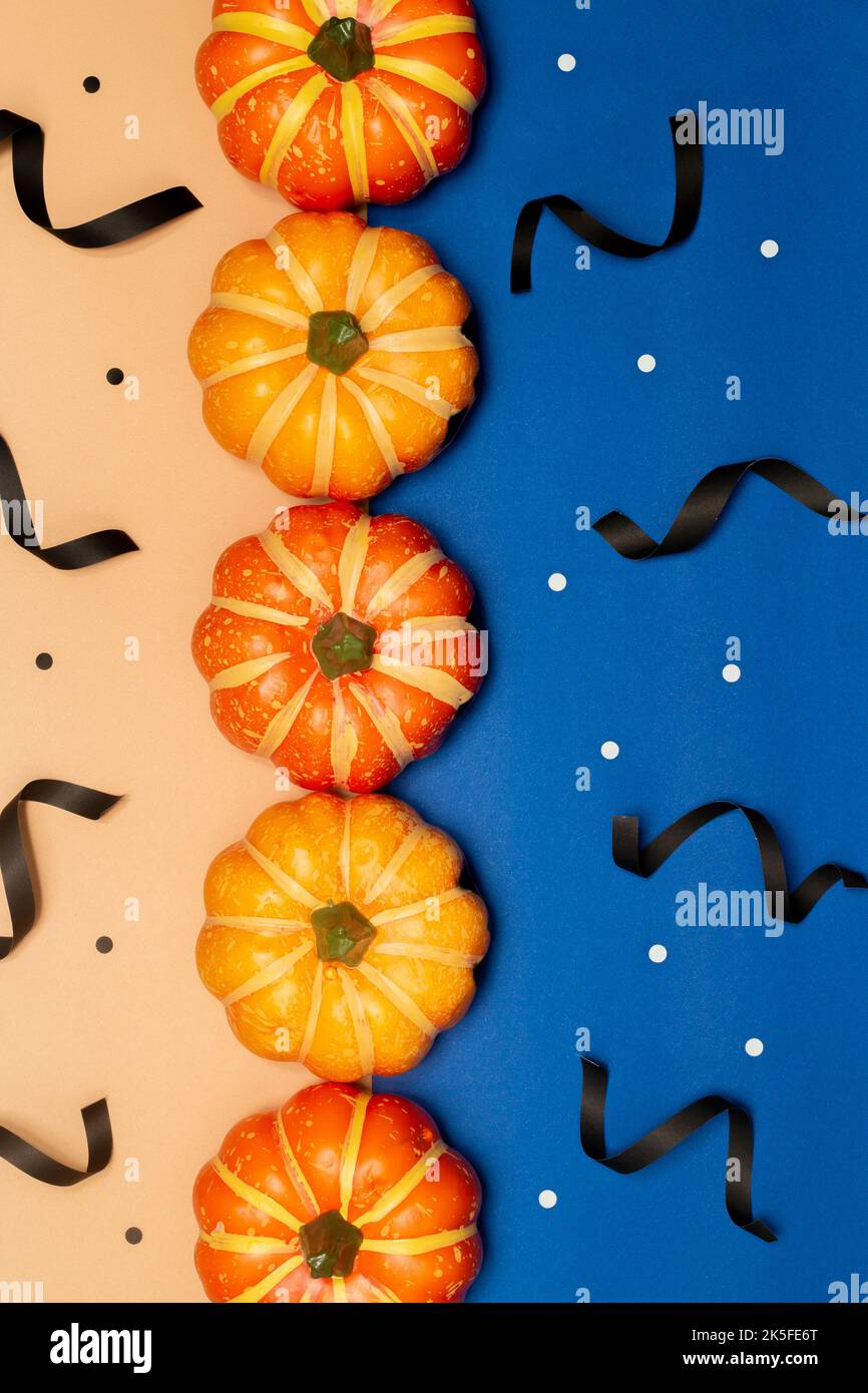 Halloween symbol concept, Scary smile pumpkins with dot are arranged on ...