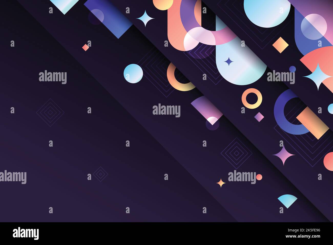 Modern design horizontal poster with bright colorful abstract geometric ...