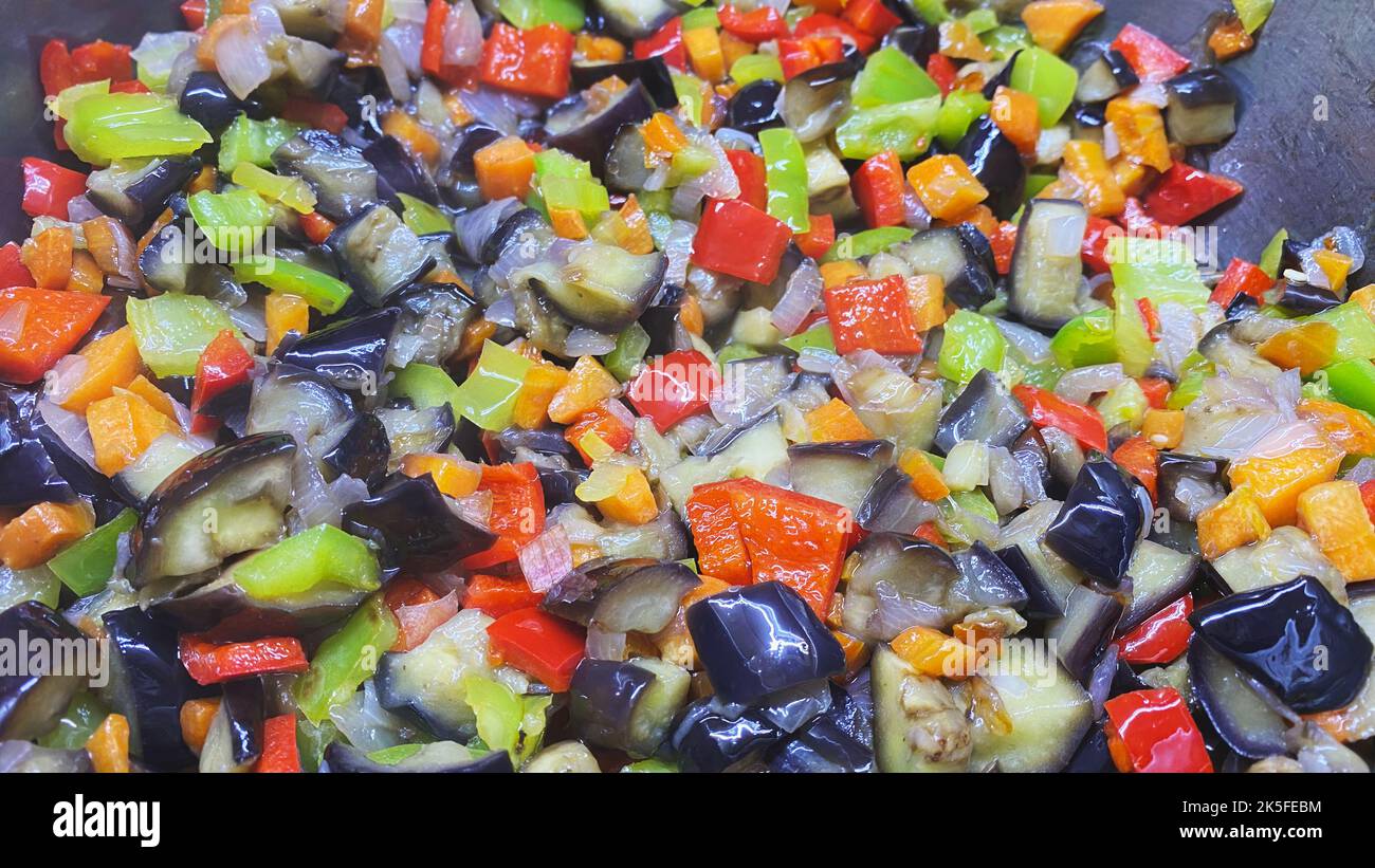 Recipe Ajapsandali stew of eggplant, onions, tomatoes and sweet peppers ...