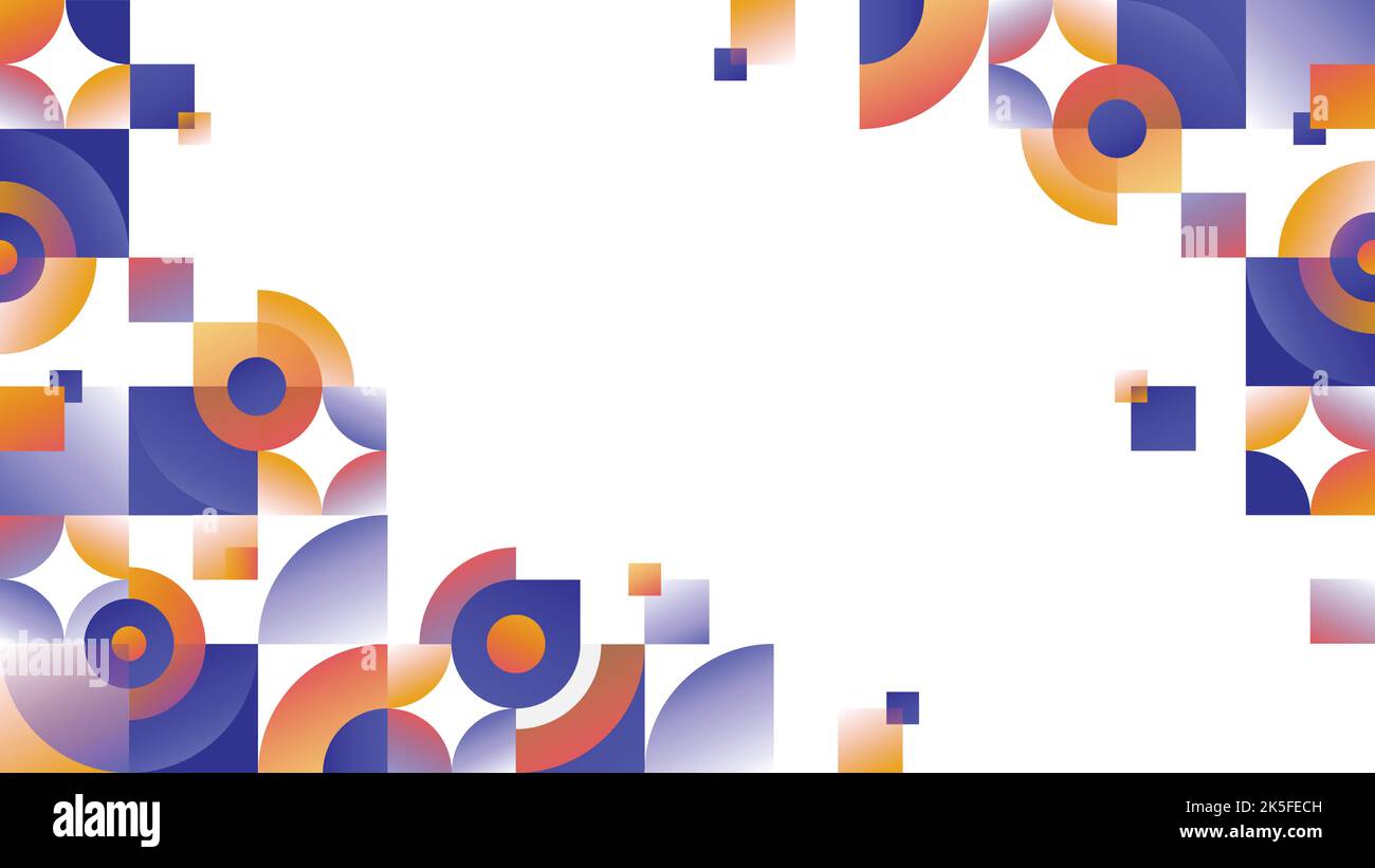 Modern design horizontal poster with bright colorful abstract geometric ...