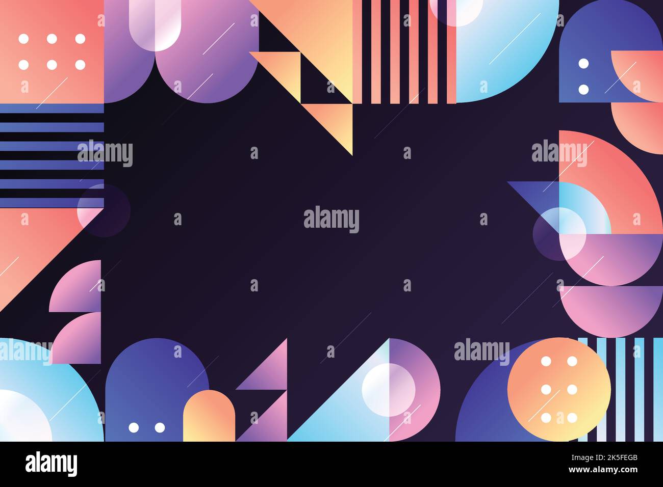 Modern design horizontal poster with bright colorful abstract geometric ...