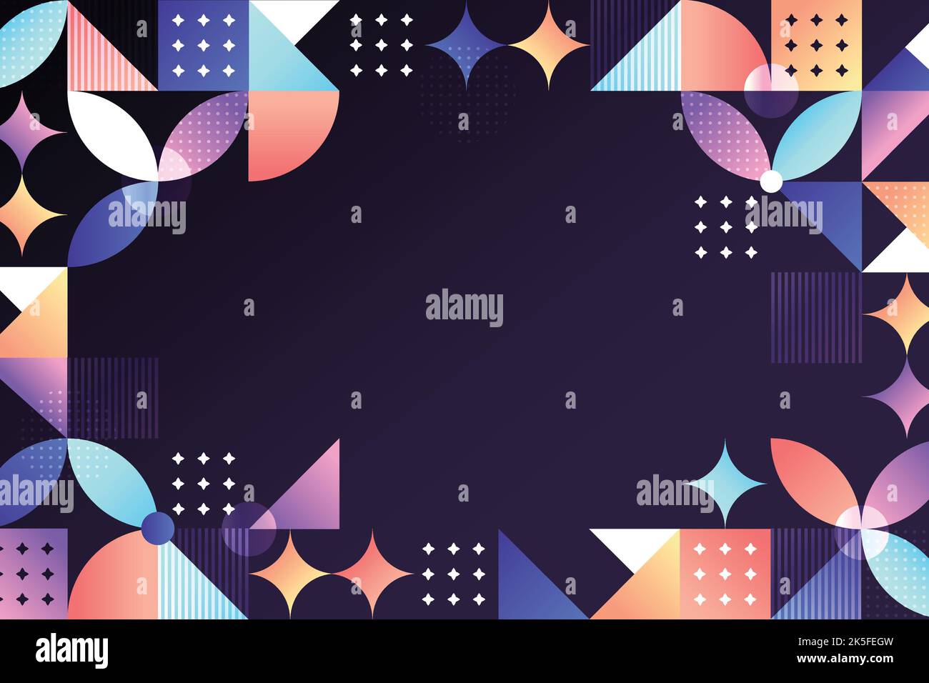 Modern design horizontal poster with bright colorful abstract geometric ...