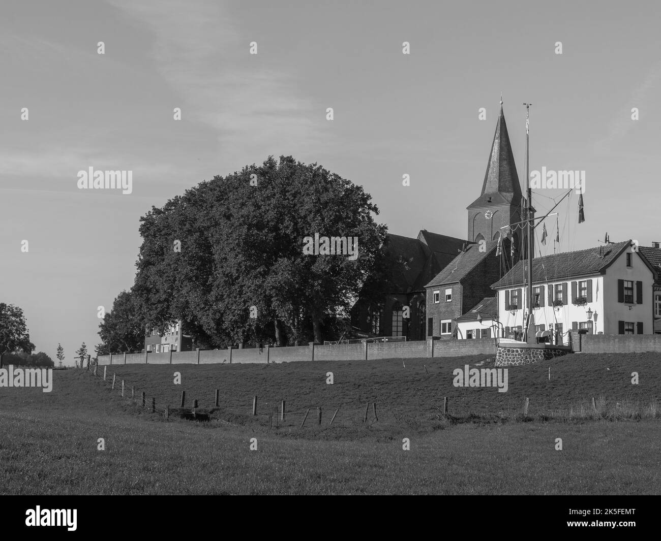 the village of grieth at the river rhine Stock Photo - Alamy