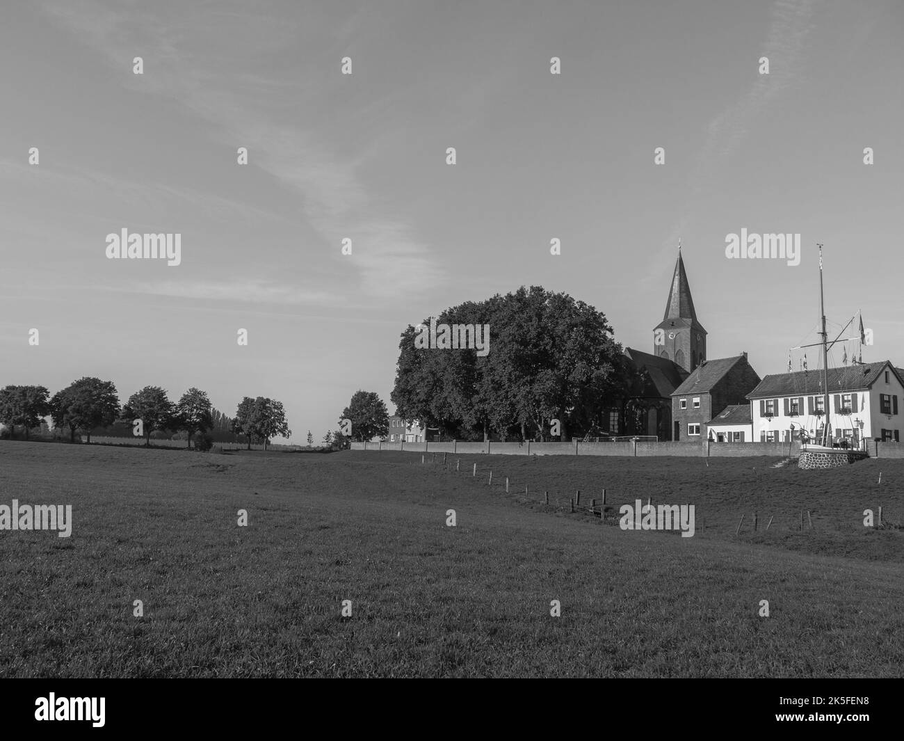 the village of grieth at the river rhine Stock Photo - Alamy