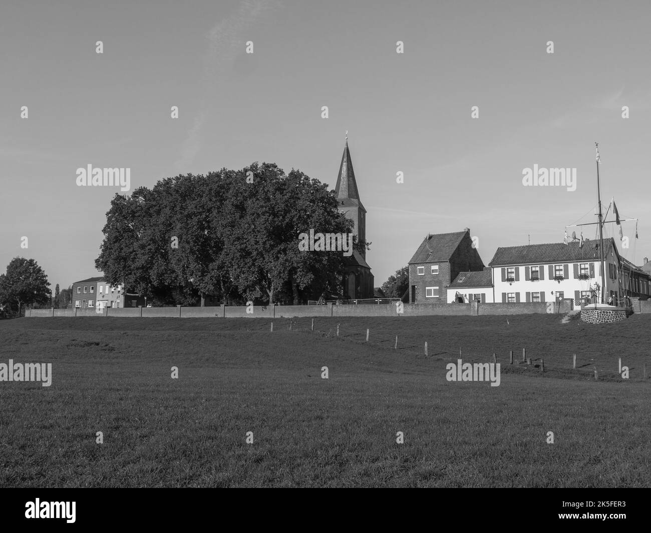 the village of grieth at the river rhine Stock Photo - Alamy