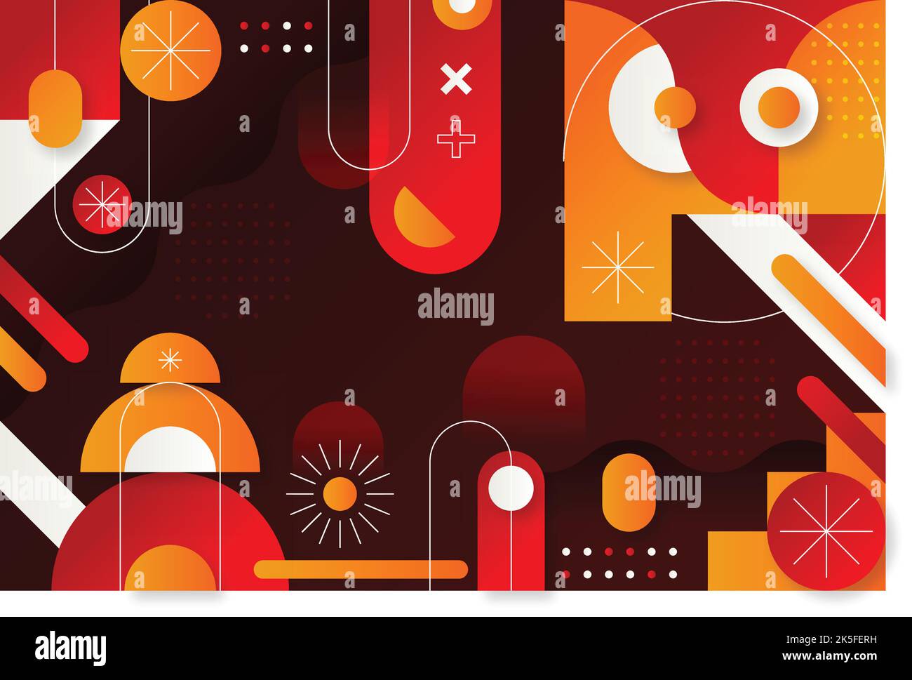 Modern design horizontal poster with bright colorful abstract geometric ...