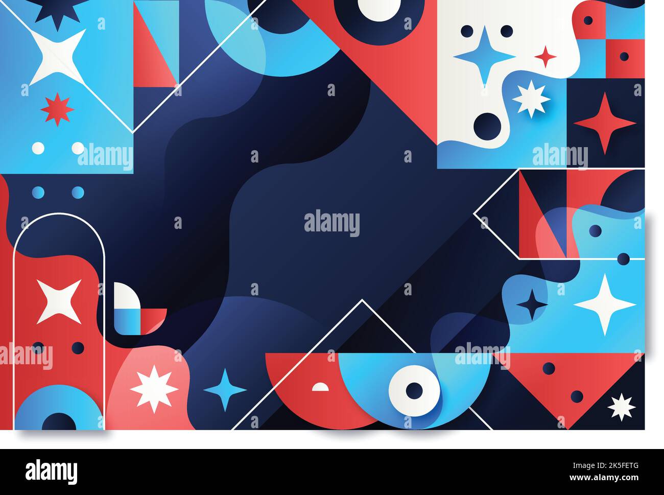 Modern design horizontal poster with bright colorful abstract geometric ...