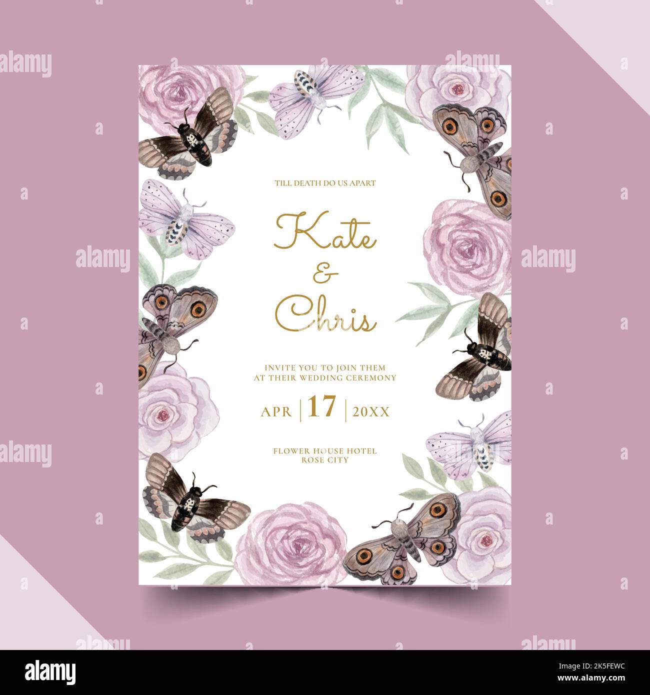 watercolor gothic wedding invitations vector design illustration Stock ...