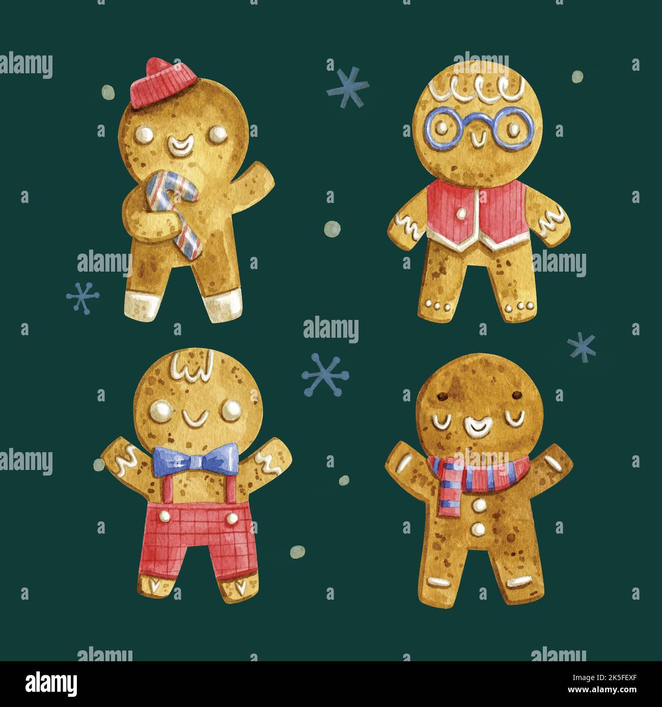 watercolor gingerbread man cookies collection vector design ...