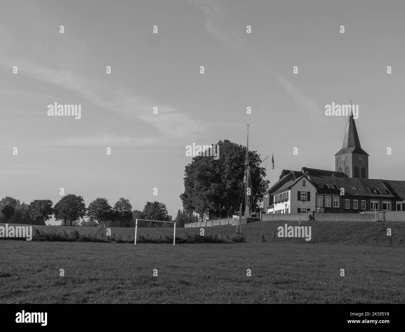 the village of grieth at the river rhine Stock Photo - Alamy
