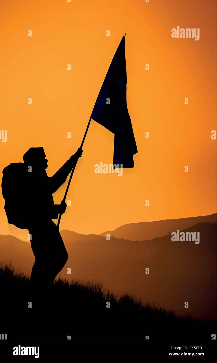 Happy group of people waving flags Stock Vector Images - Alamy