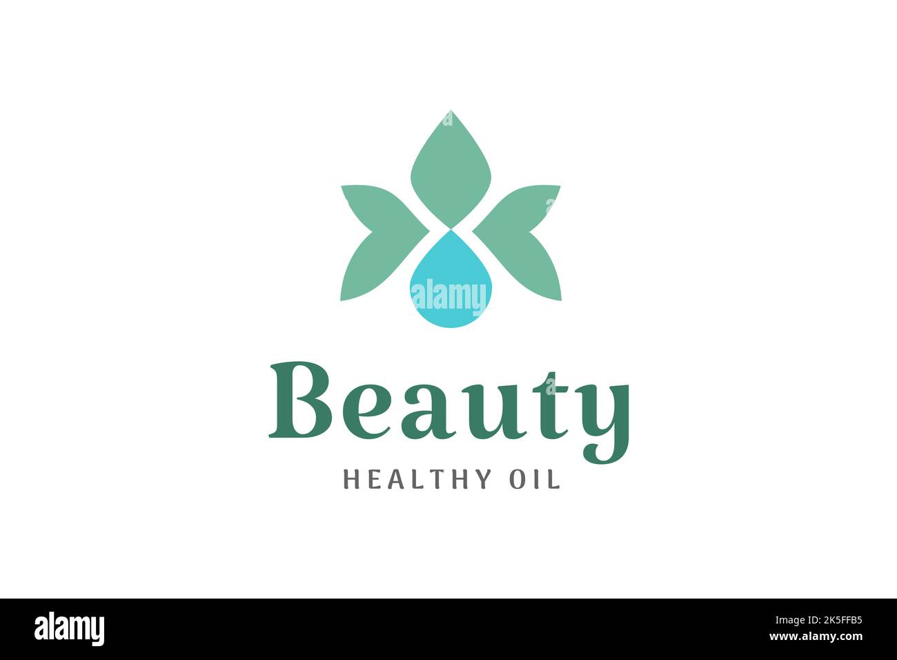 Simple beauty logo with leaf shape and oil or water droplet Stock ...