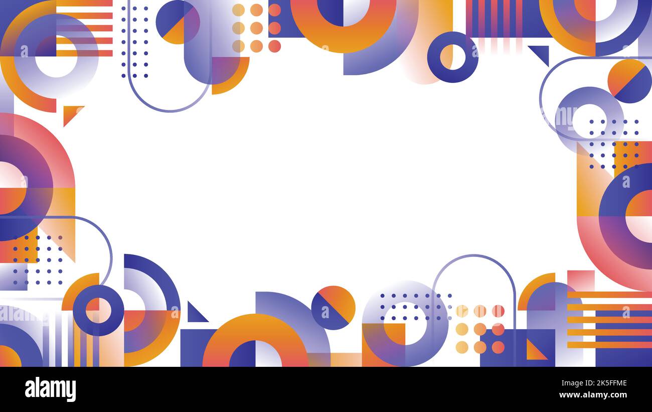 Modern design horizontal poster with bright colorful abstract geometric ...