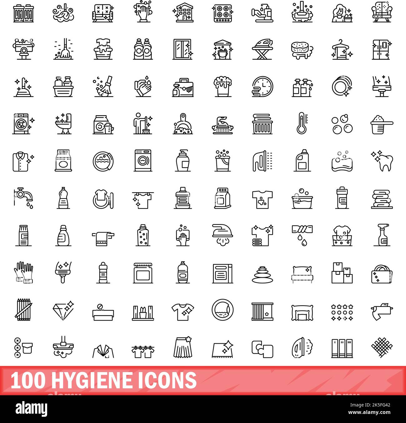100 hygiene icons set. Outline illustration of 100 hygiene icons vector ...