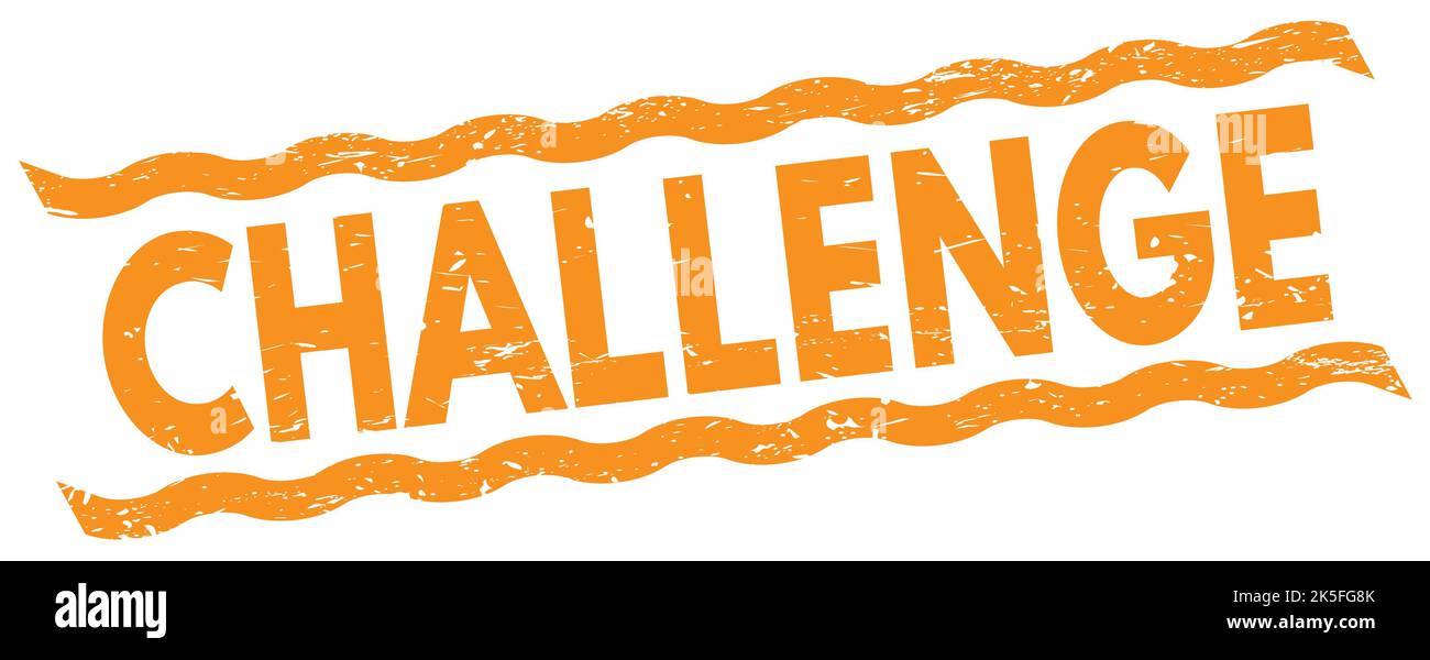 CHALLENGE text written on orange lines stamp sign Stock Photo - Alamy