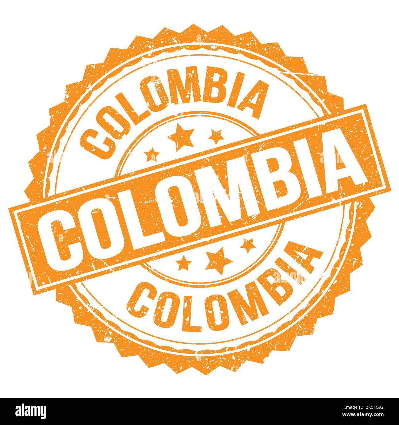 COLOMBIA text written on orange round stamp sign Stock Photo - Alamy