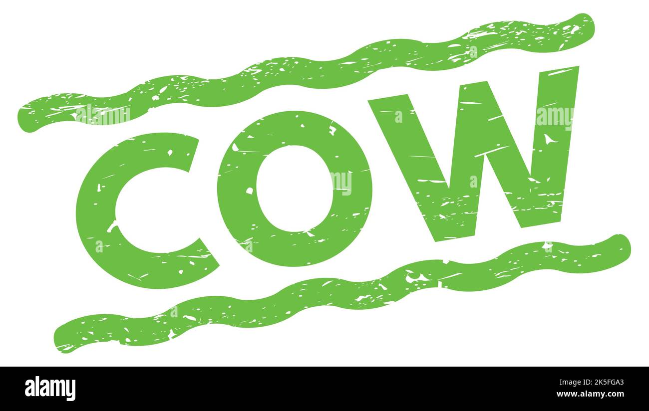 COW text written on green lines stamp sign Stock Photo - Alamy
