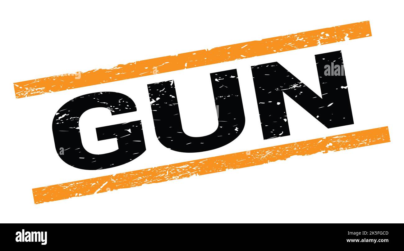 GUN text written on orange rectangle stamp sign Stock Photo - Alamy