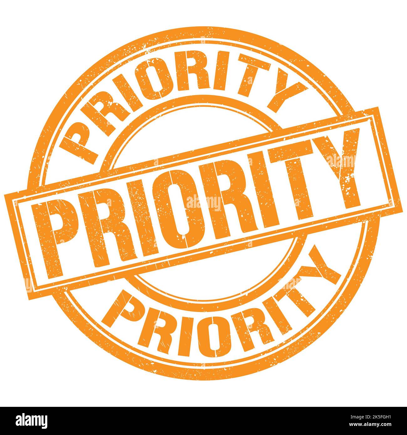 PRIORITY text written word on orange round stamp sign Stock Photo - Alamy