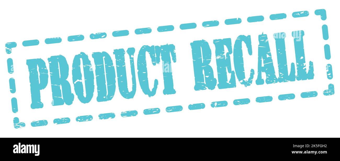 PRODUCT RECALL text written on blue dash stamp sign Stock Photo - Alamy