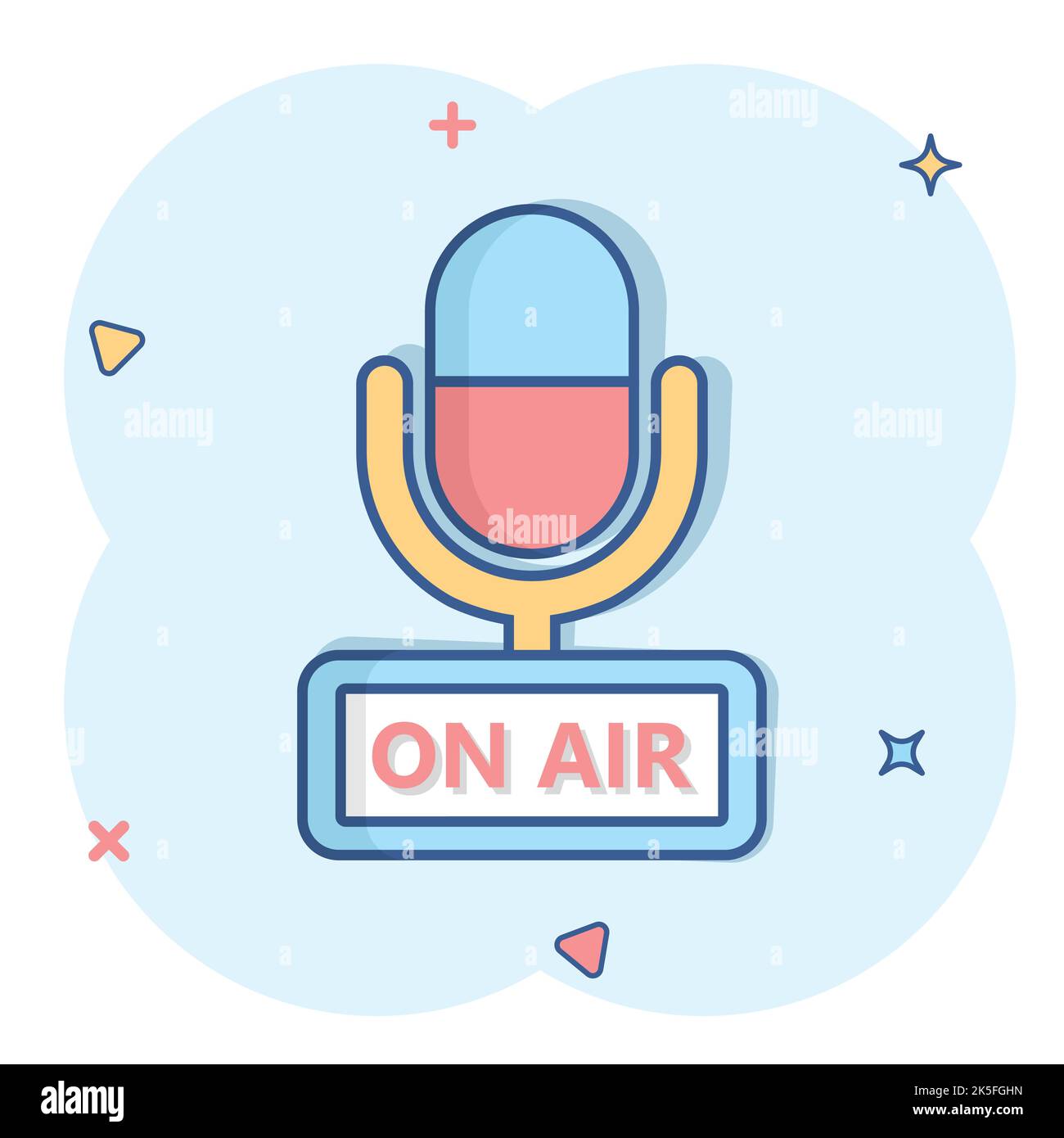 Microphone icon in comic style. Live broadcast vector cartoon ...