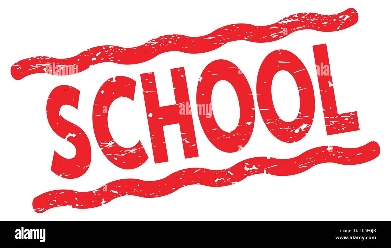 SCHOOL text written on red lines stamp sign Stock Photo - Alamy