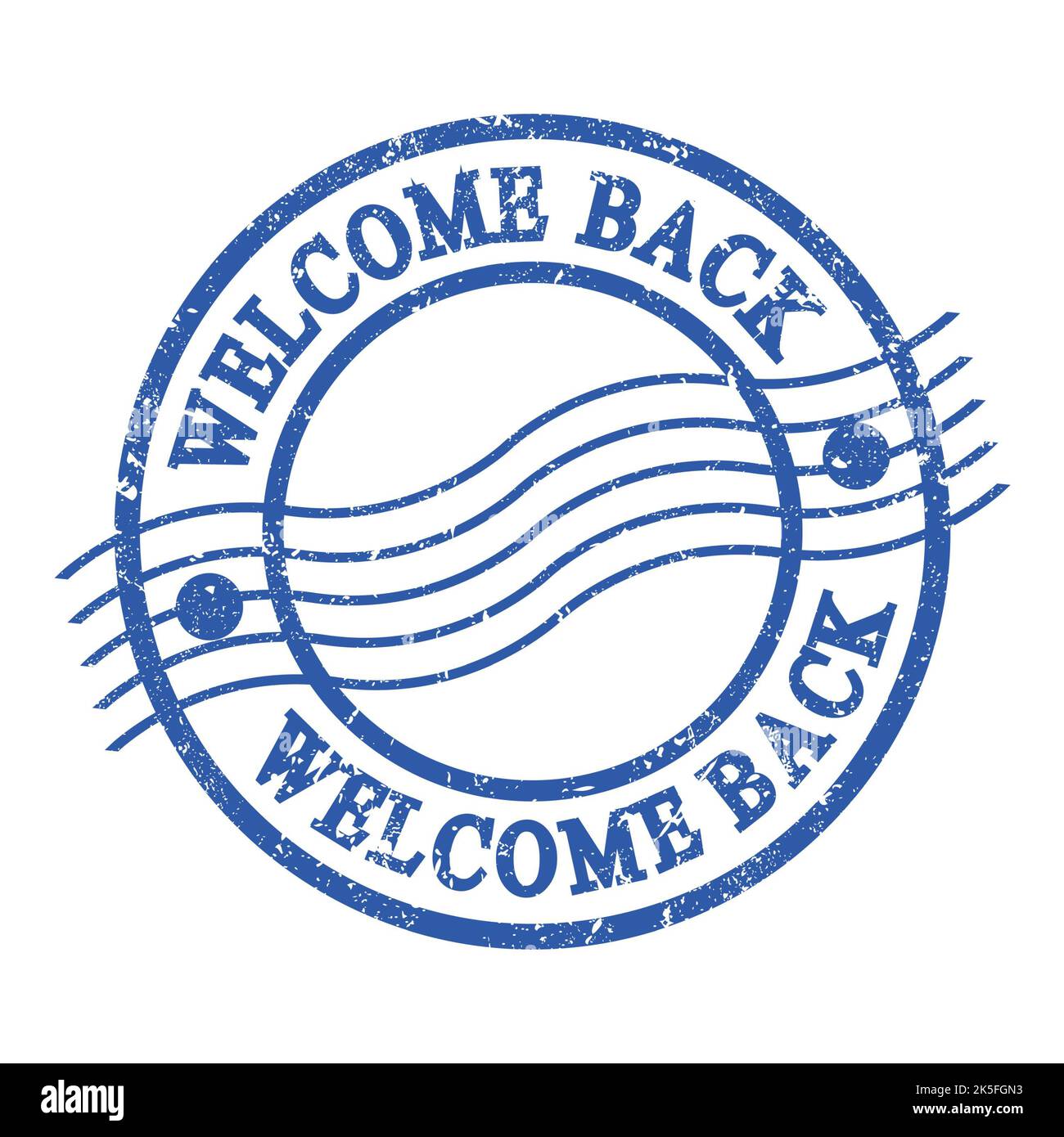 WELCOME BACK, text written on blue grungy postal stamp Stock Photo - Alamy