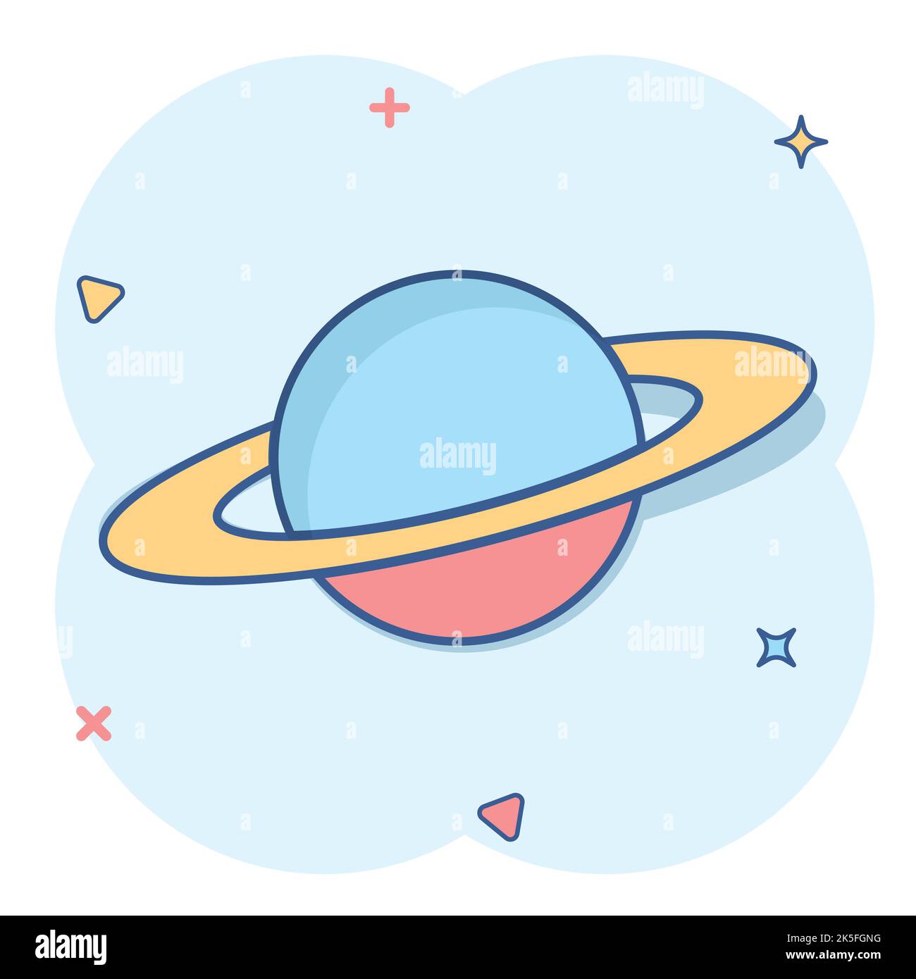 Saturn icon in comic style. Planet vector cartoon illustration on white ...