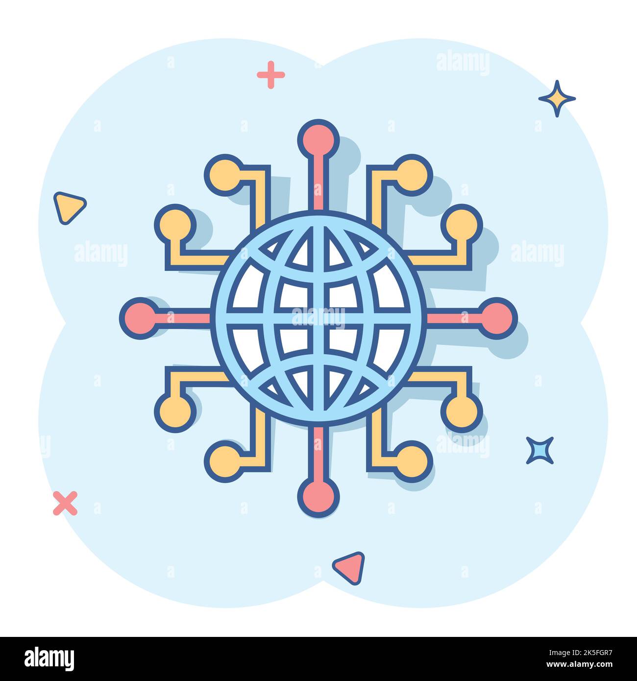 Global network icon in comic style. Cyber world vector cartoon ...