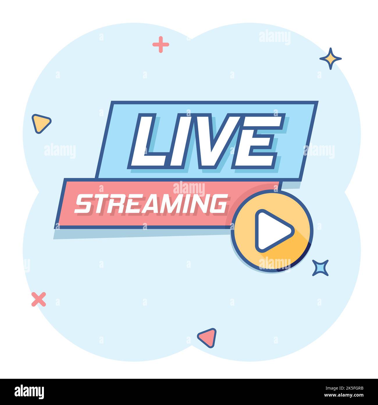 Live video icon in comic style. Streaming tv vector cartoon ...