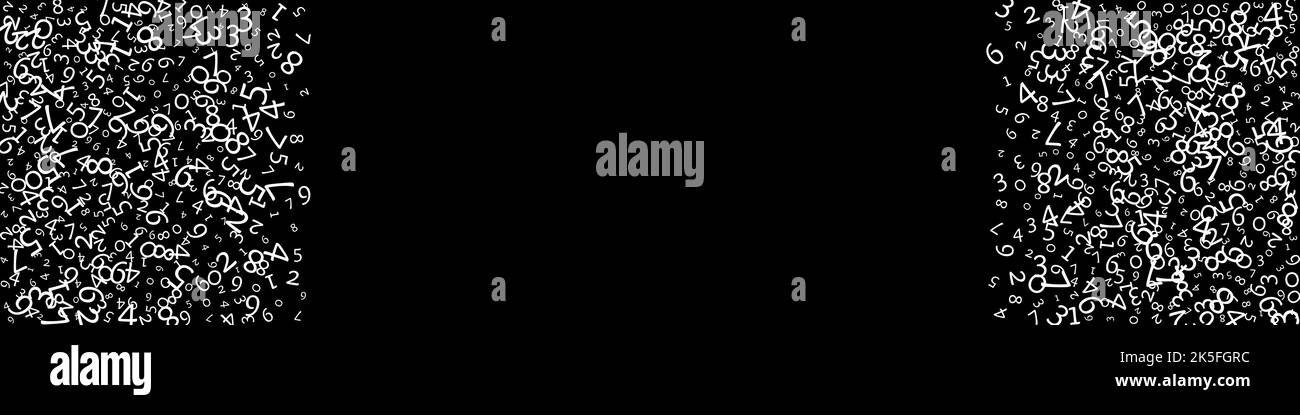 Falling numbers, big data concept. Binary white messy flying digits ...