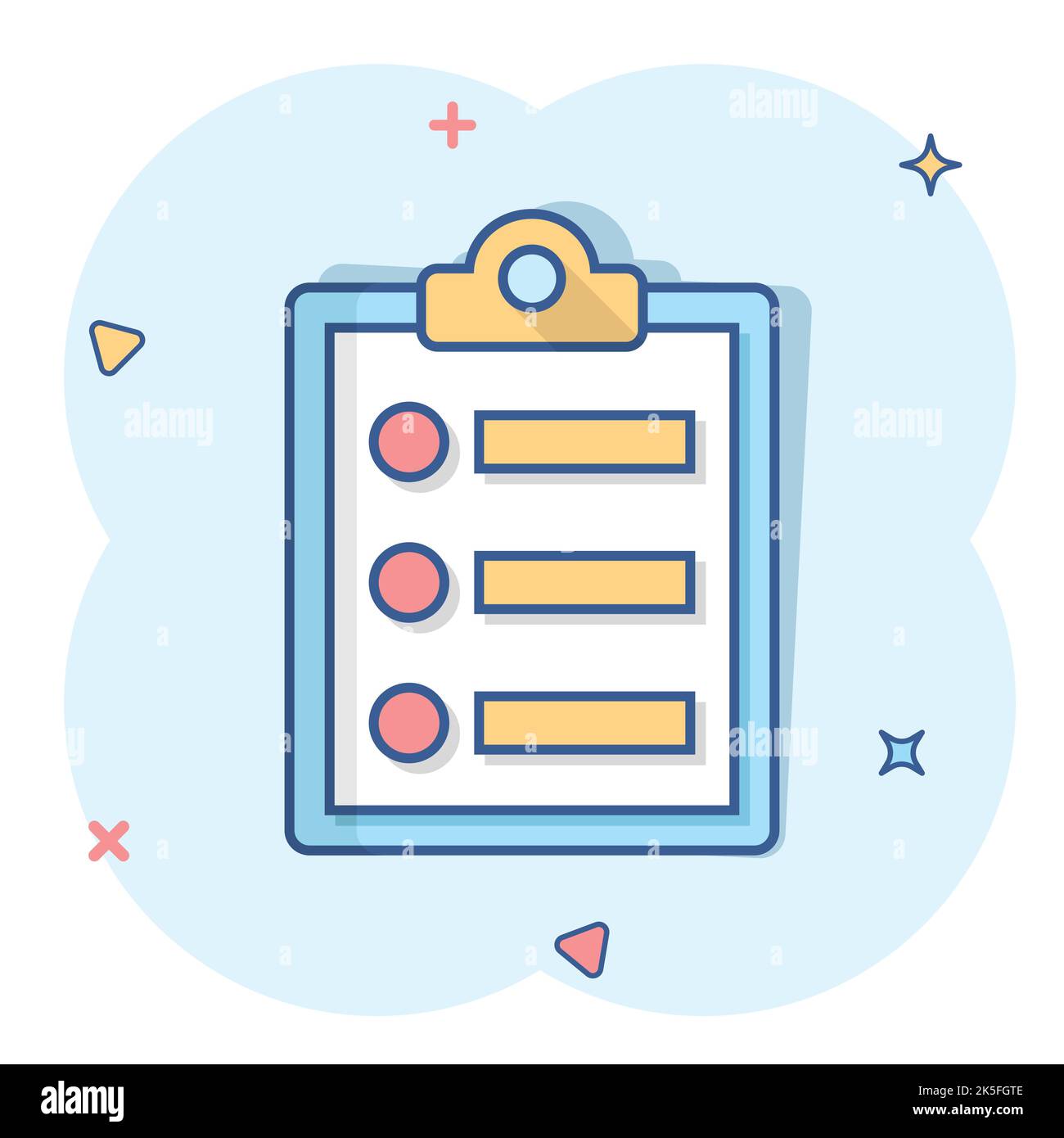 Checklist document sign icon in comic style. Survey vector cartoon ...
