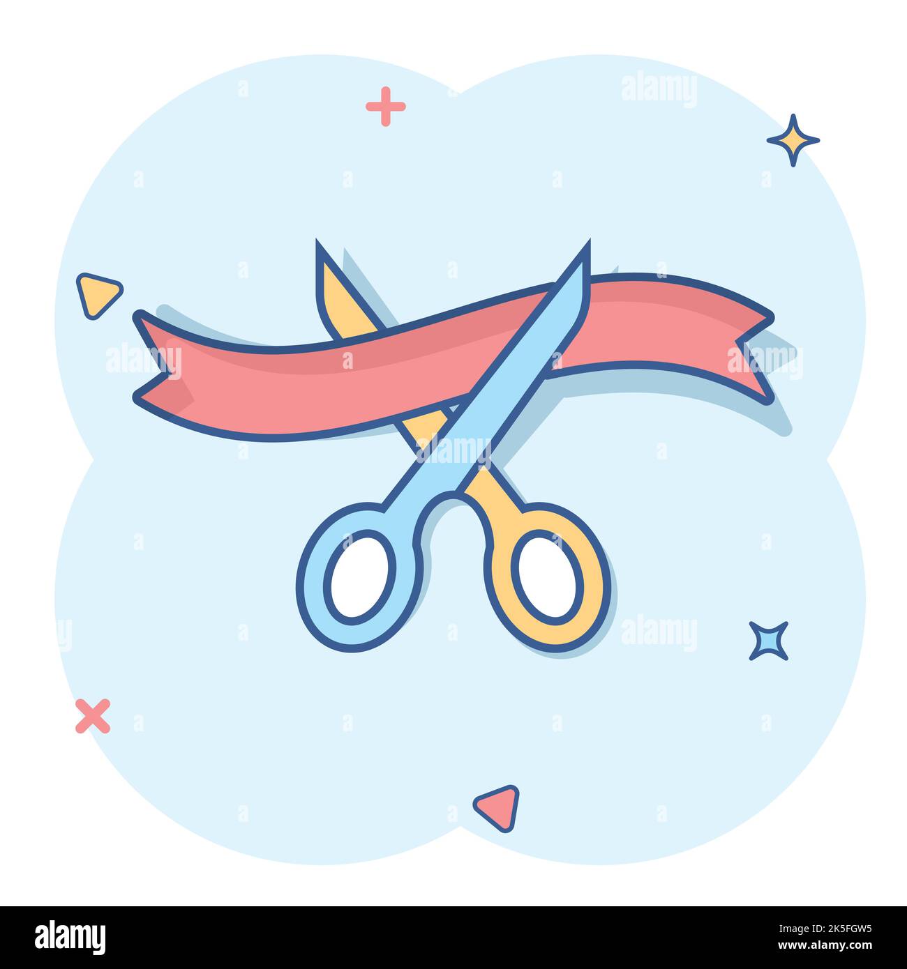 Scissors icon in comic style. Cutting ribbon vector cartoon ...