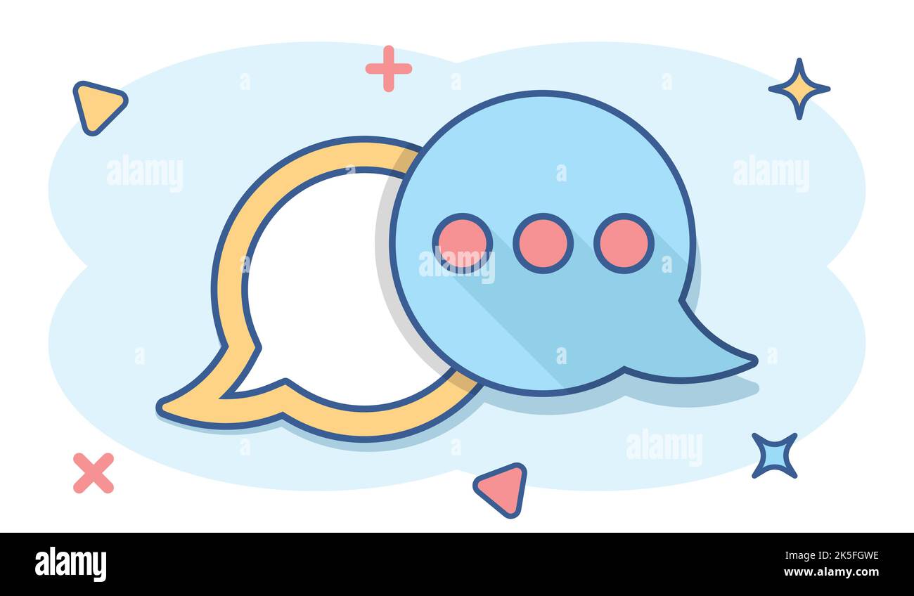 Speak chat sign icon in comic style. Speech bubbles vector cartoon ...