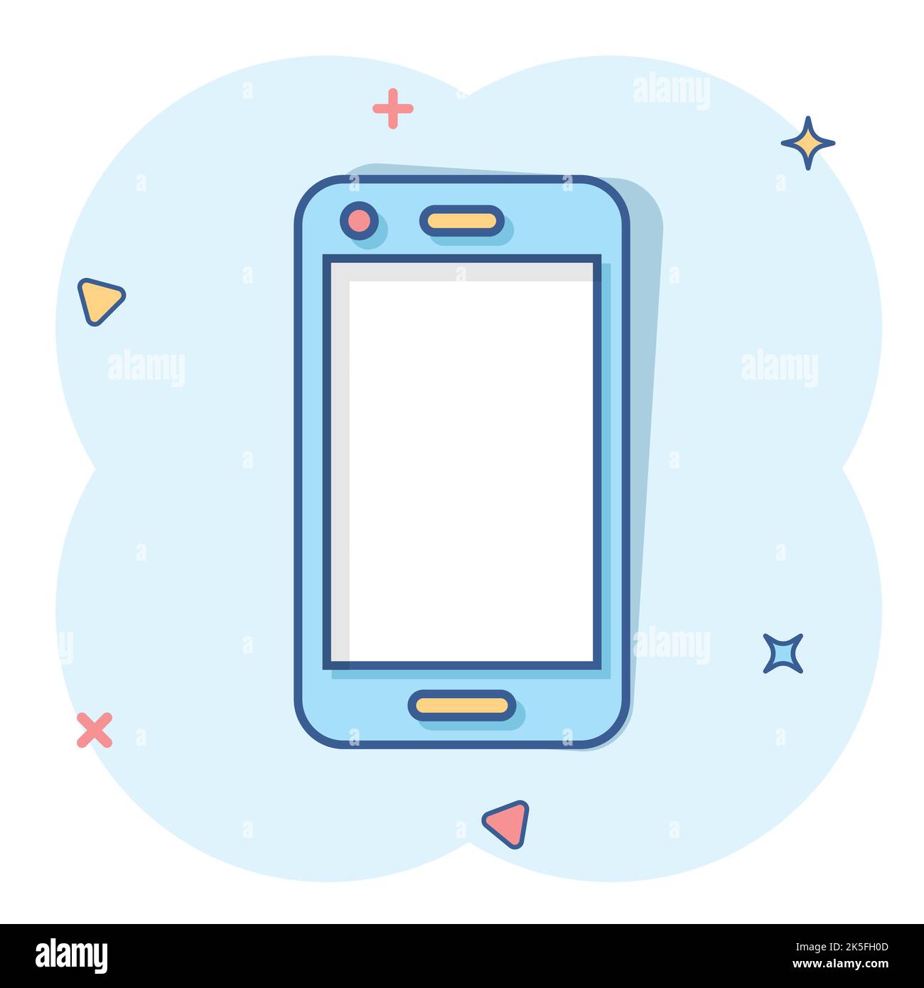 Phone device sign icon in comic style. Smartphone vector cartoon ...