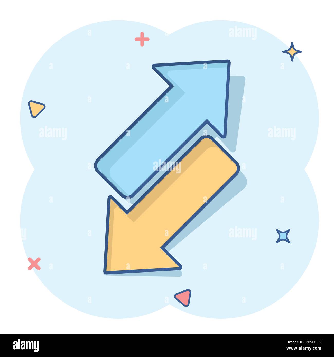 Reverse arrow sign icon in comic style. Refresh vector cartoon ...