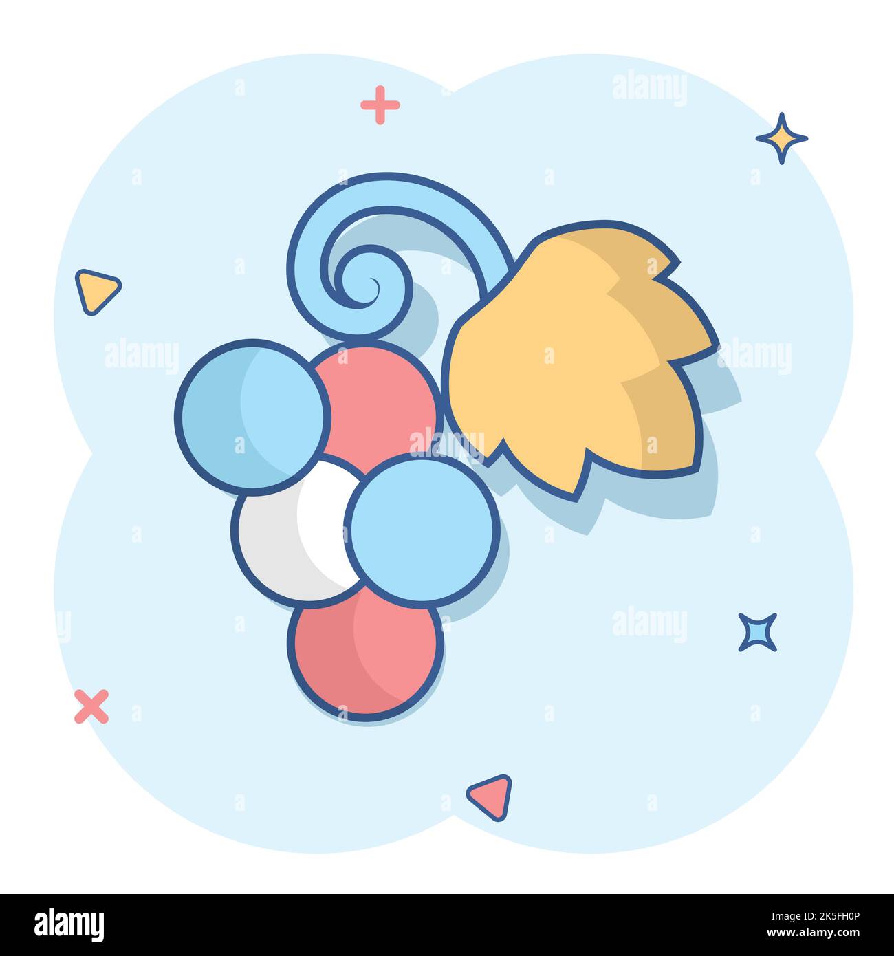 Grape fruits sign icon in comic style. Grapevine vector cartoon ...