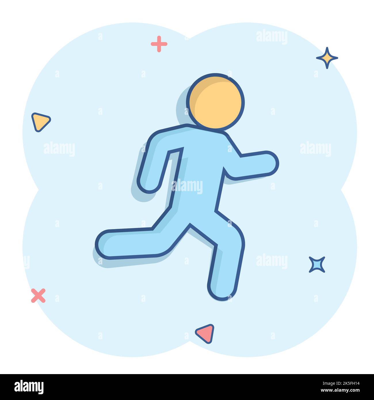 Running people sign icon in comic style. Run silhouette vector cartoon ...