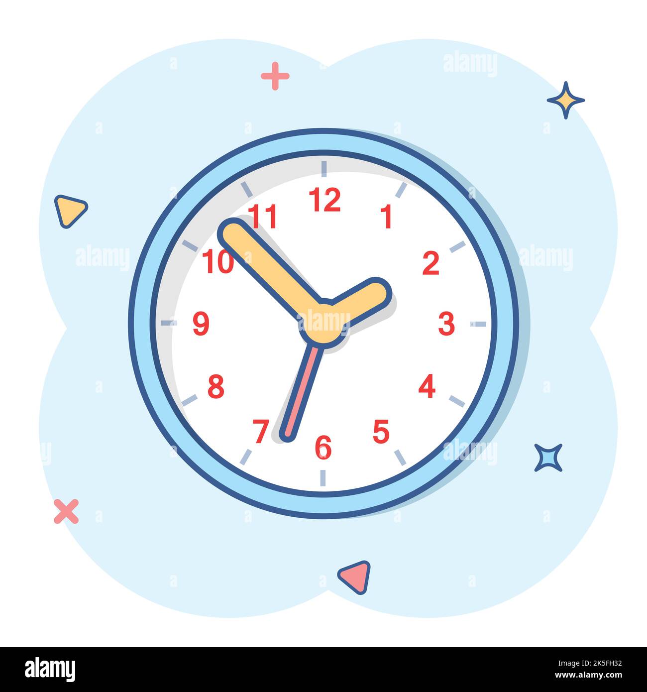 Clock sign icon in comic style. Time management vector cartoon ...