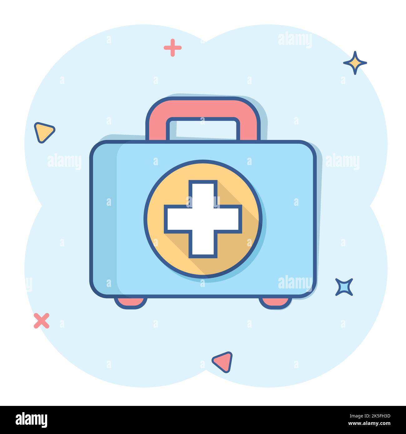 First aid kit icon in comic style. Health, help and medical diagnostics ...