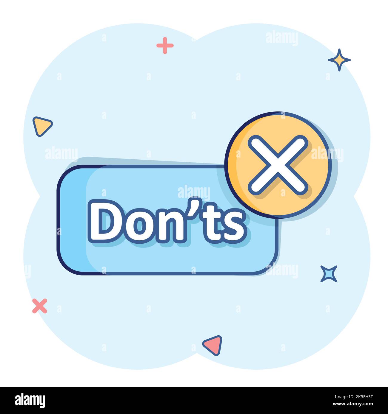 Don'ts sign icon in comic style. Unlike vector cartoon illustration. No ...