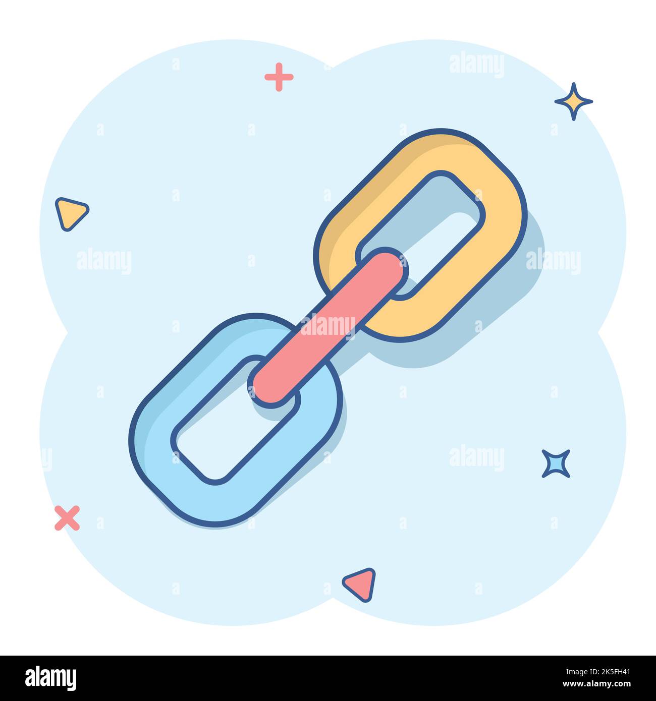 Chain sign icon in comic style. Link vector cartoon illustration on ...