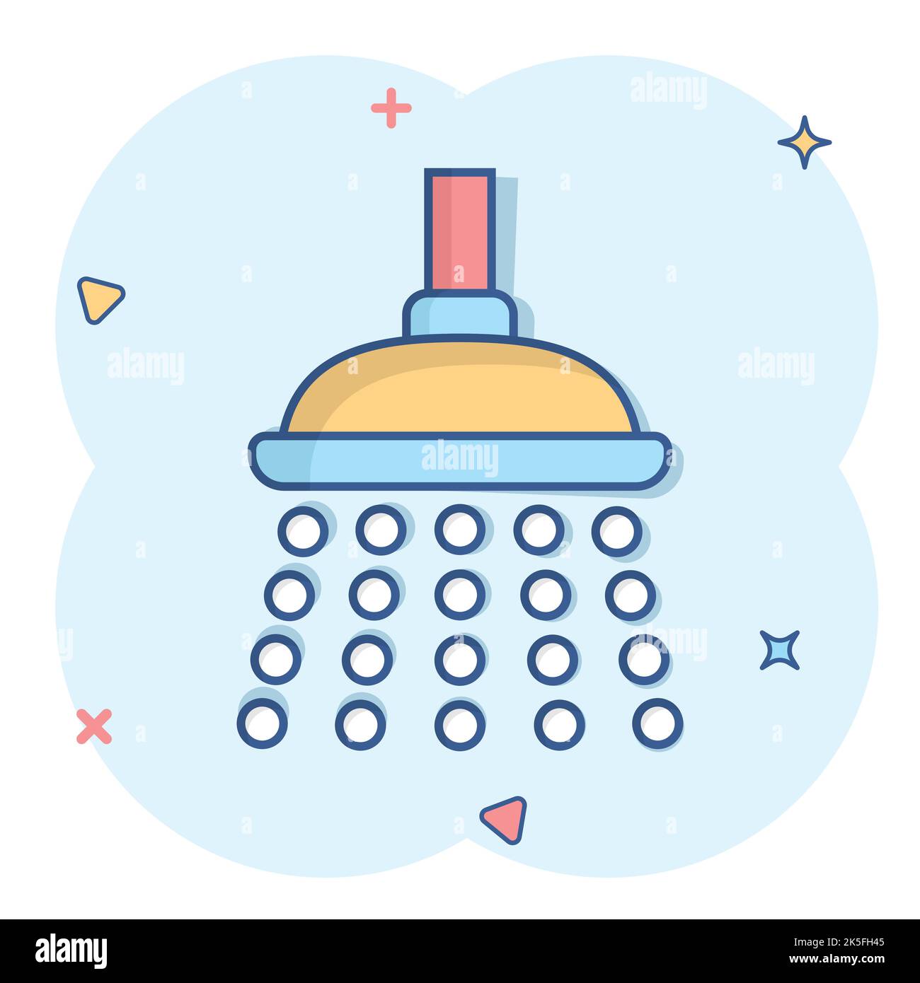 Shower sign icon in comic style. Bathroom water device vector cartoon ...