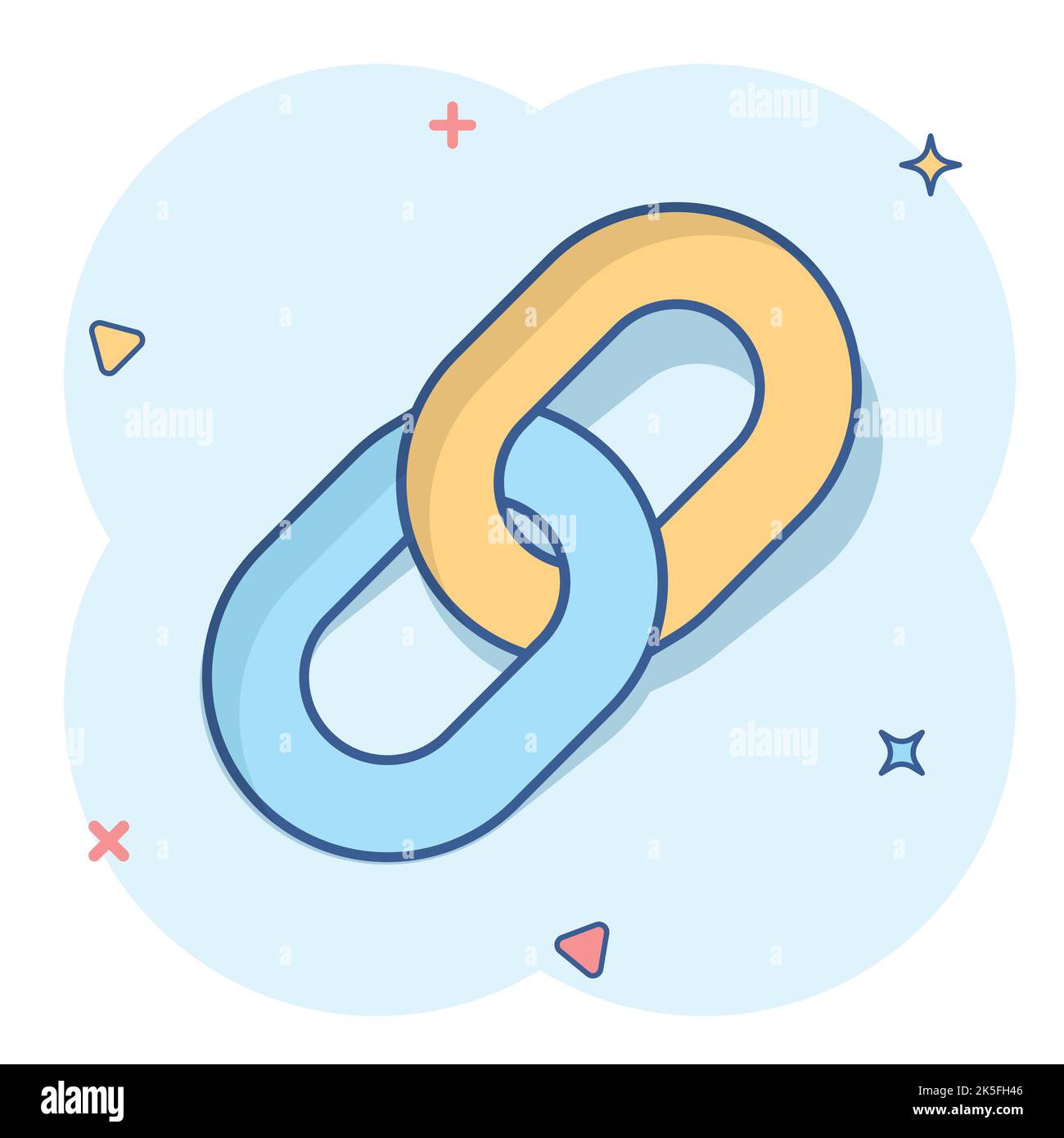 Chain sign icon in comic style. Link vector cartoon illustration on ...