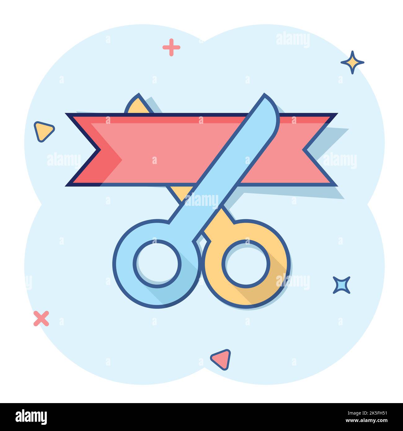Scissors icon in comic style. Cutting ribbon vector cartoon ...
