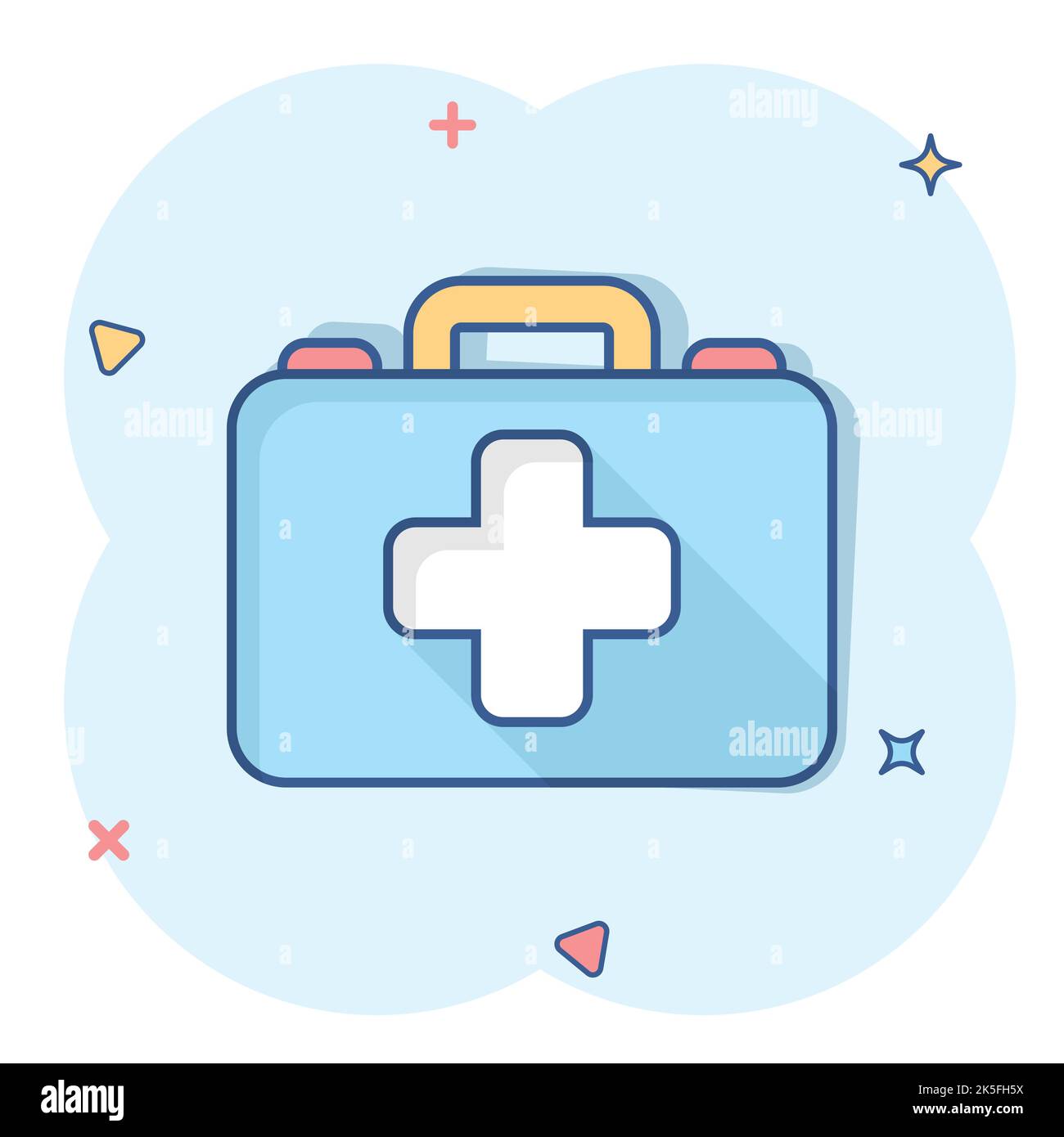 First aid kit icon in comic style. Health, help and medical diagnostics ...