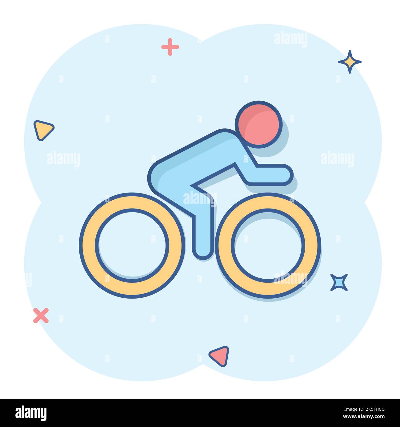 People on bicycle sign icon in comic style. Bike vector cartoon ...