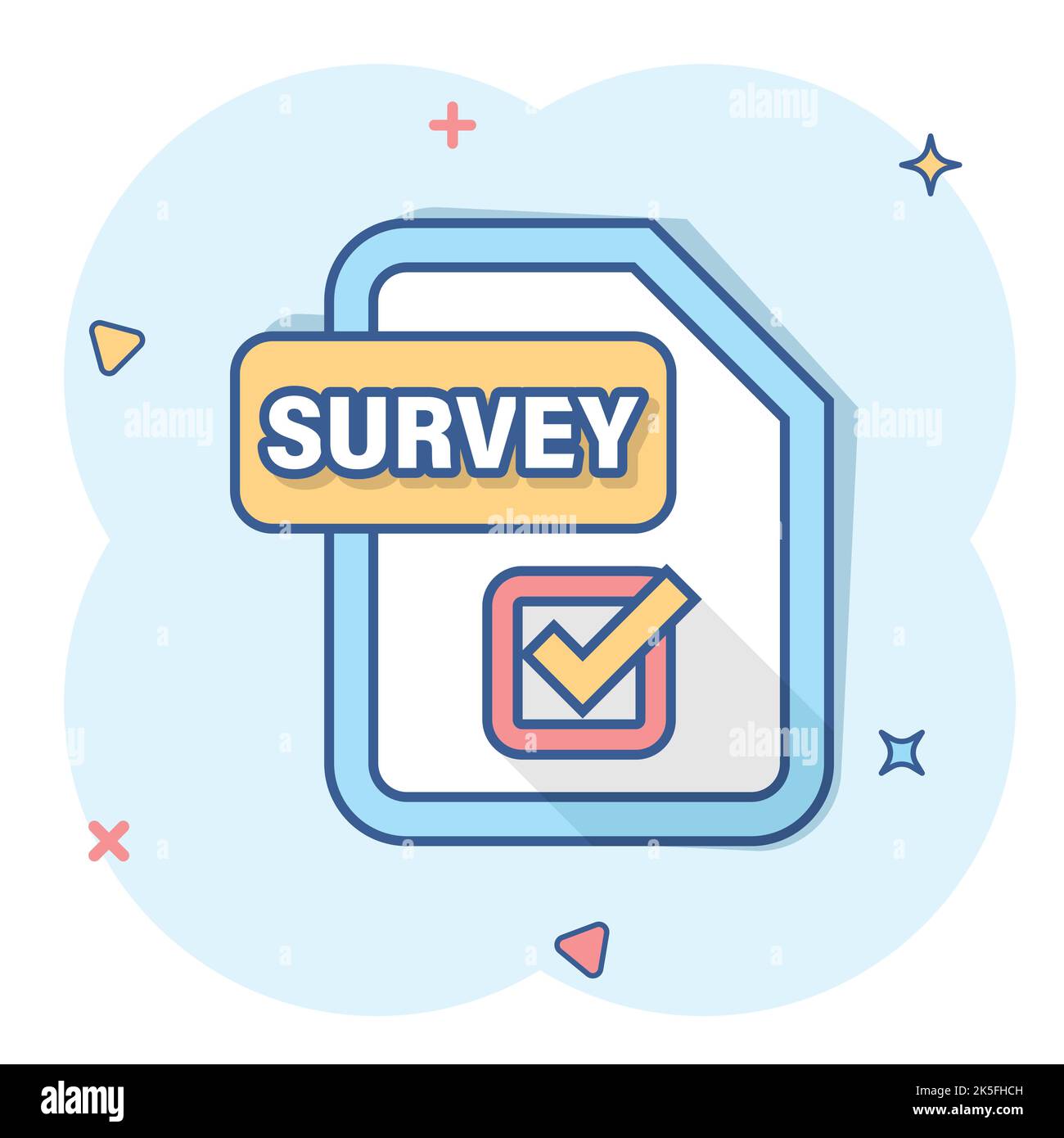 Checklist document sign icon in comic style. Survey vector cartoon ...